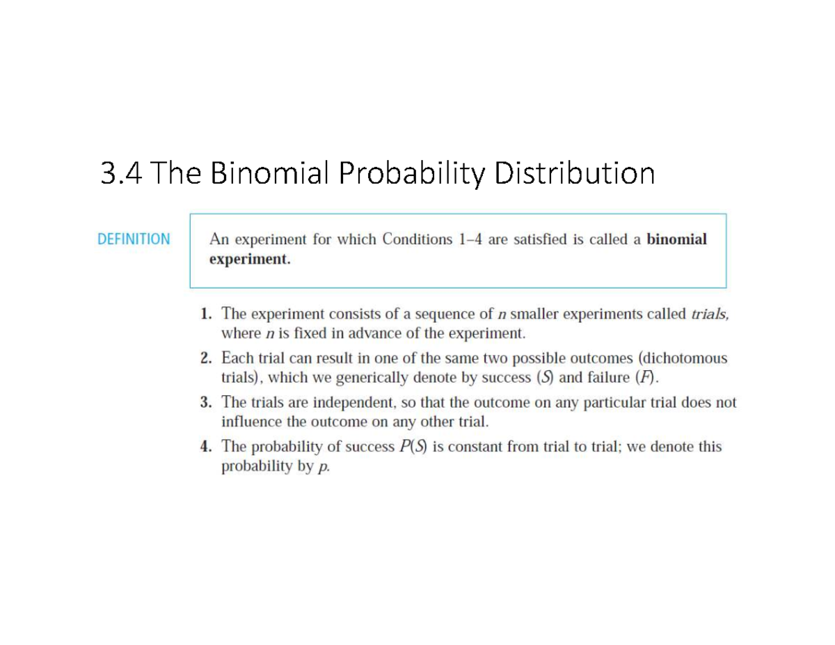 Lecture Notes on Binomial Probability Distribution - Studocu