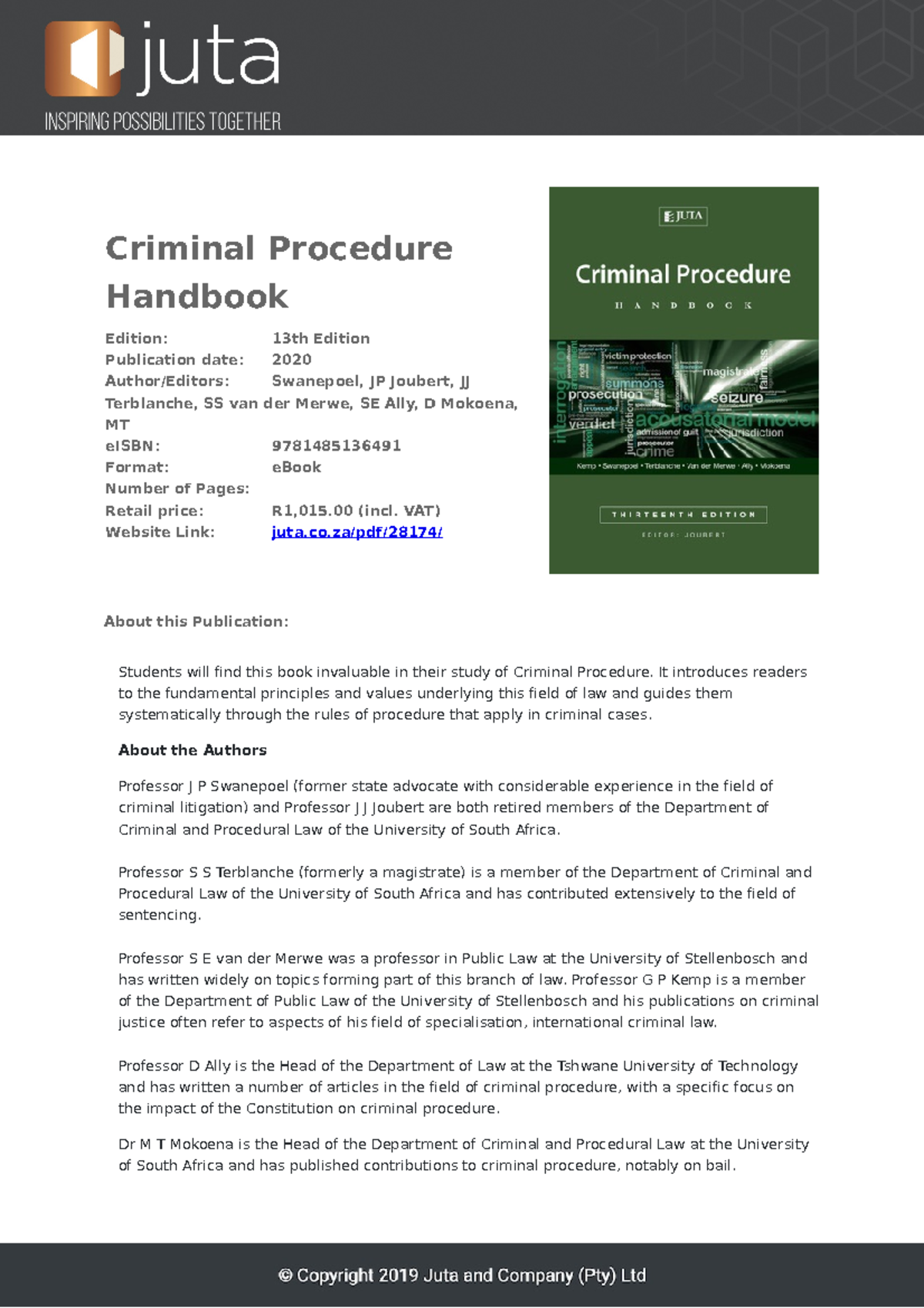 Criminal Procedure Handbook (13th Ed) - Essential Study Resource - Studocu