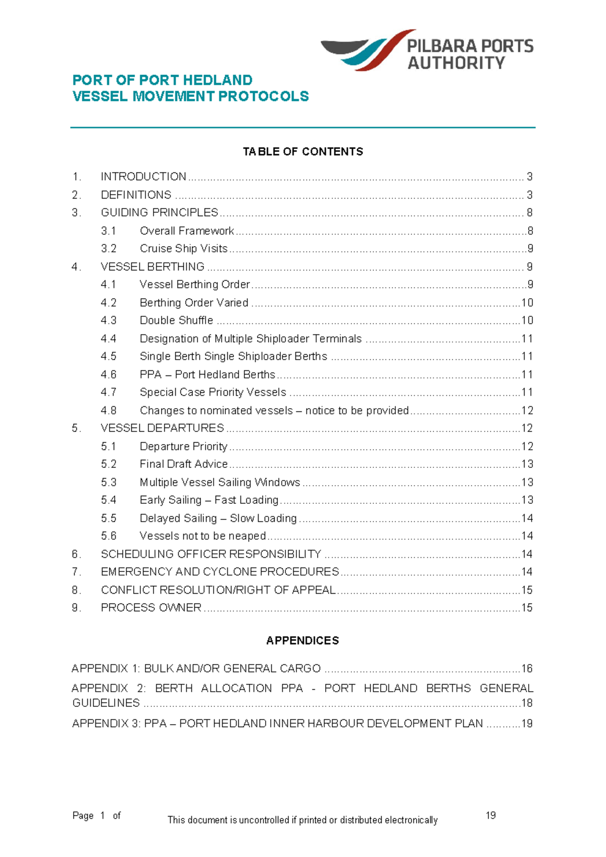 Port of Port Hedland Vessel Movement Protocols Overview - Studocu