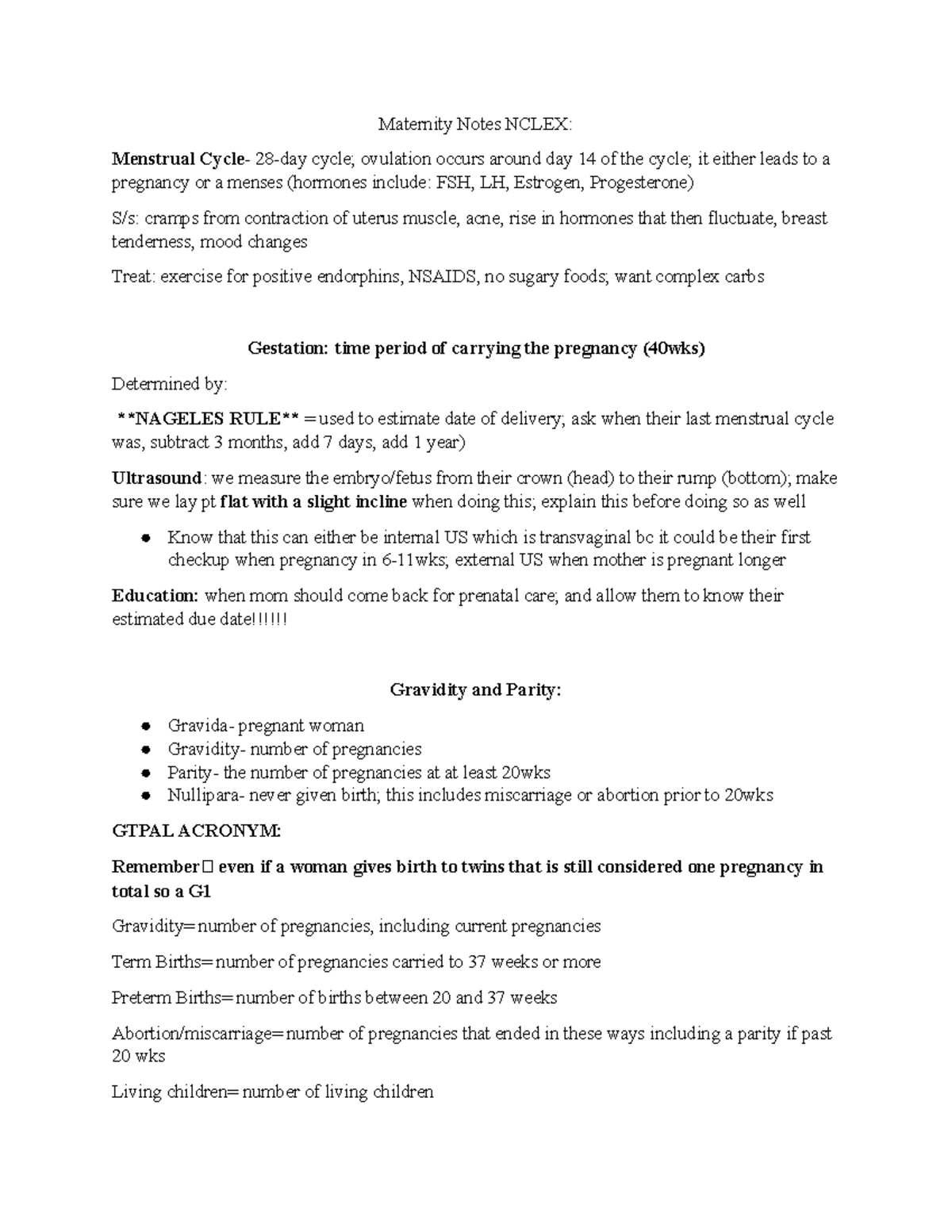 Nclex review maternity - Maternity Notes NCLEX: Menstrual ovulation ...