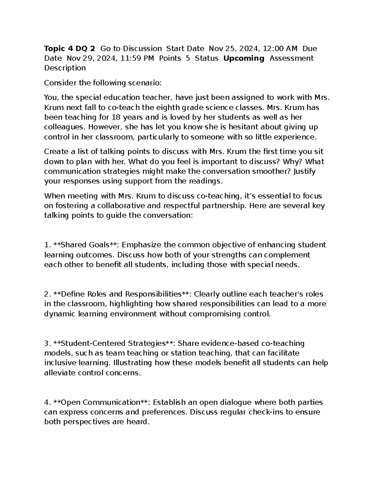Topic 4 DQ 2 - DQ Answer - Topic 4 DQ 2 Go to Discussion Start Date Nov ...