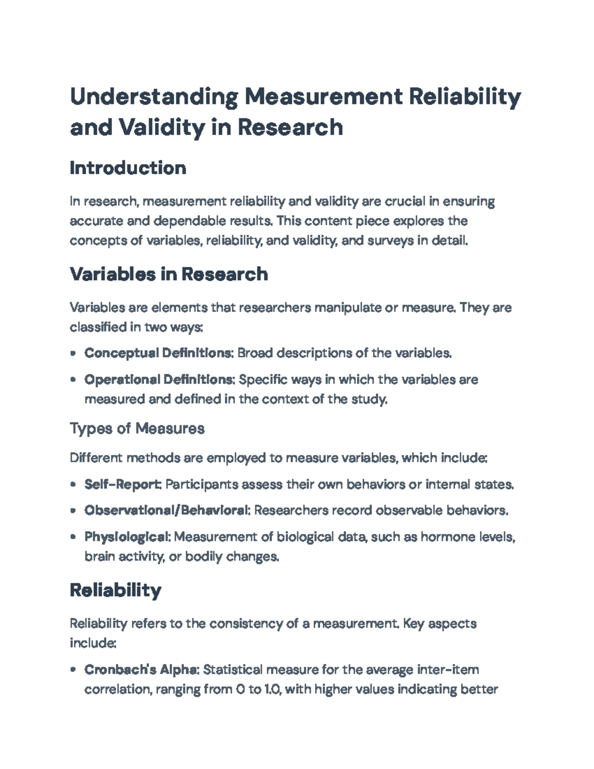 Understanding Measurement Reliability & Validity in Research ...