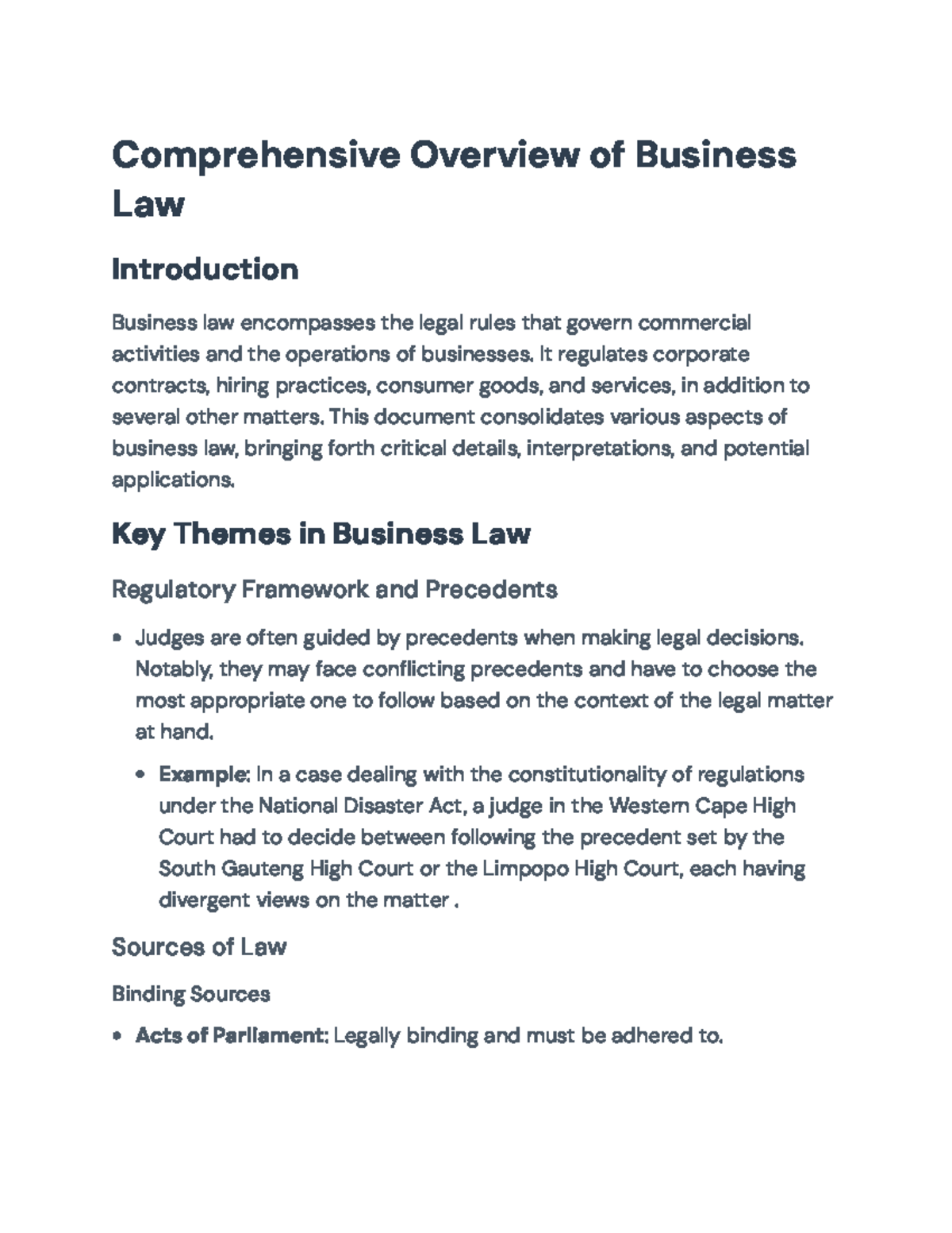 Comprehensive Overview of Business Law: Principles and Case Studies ...