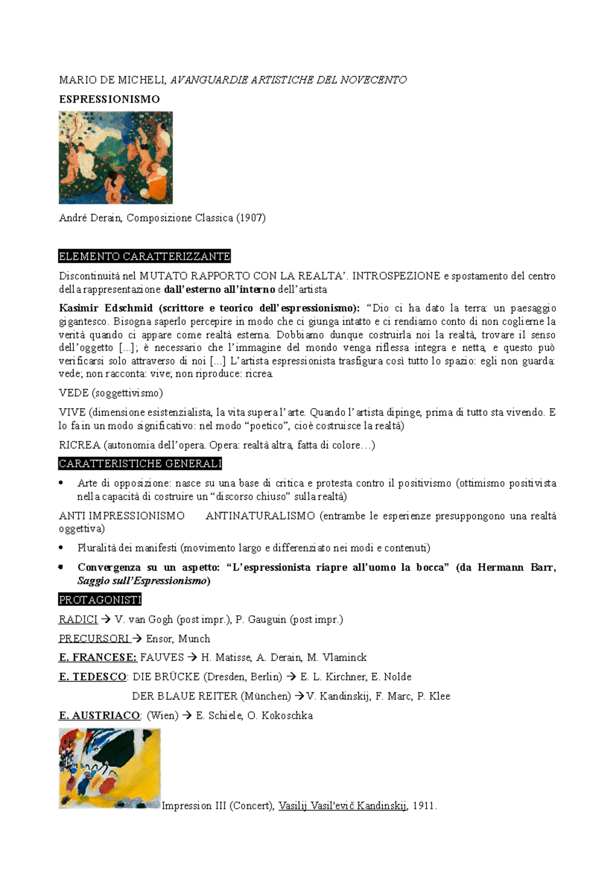 Espressionismo - Appunti relativi all'arte espressionista: artisti ...