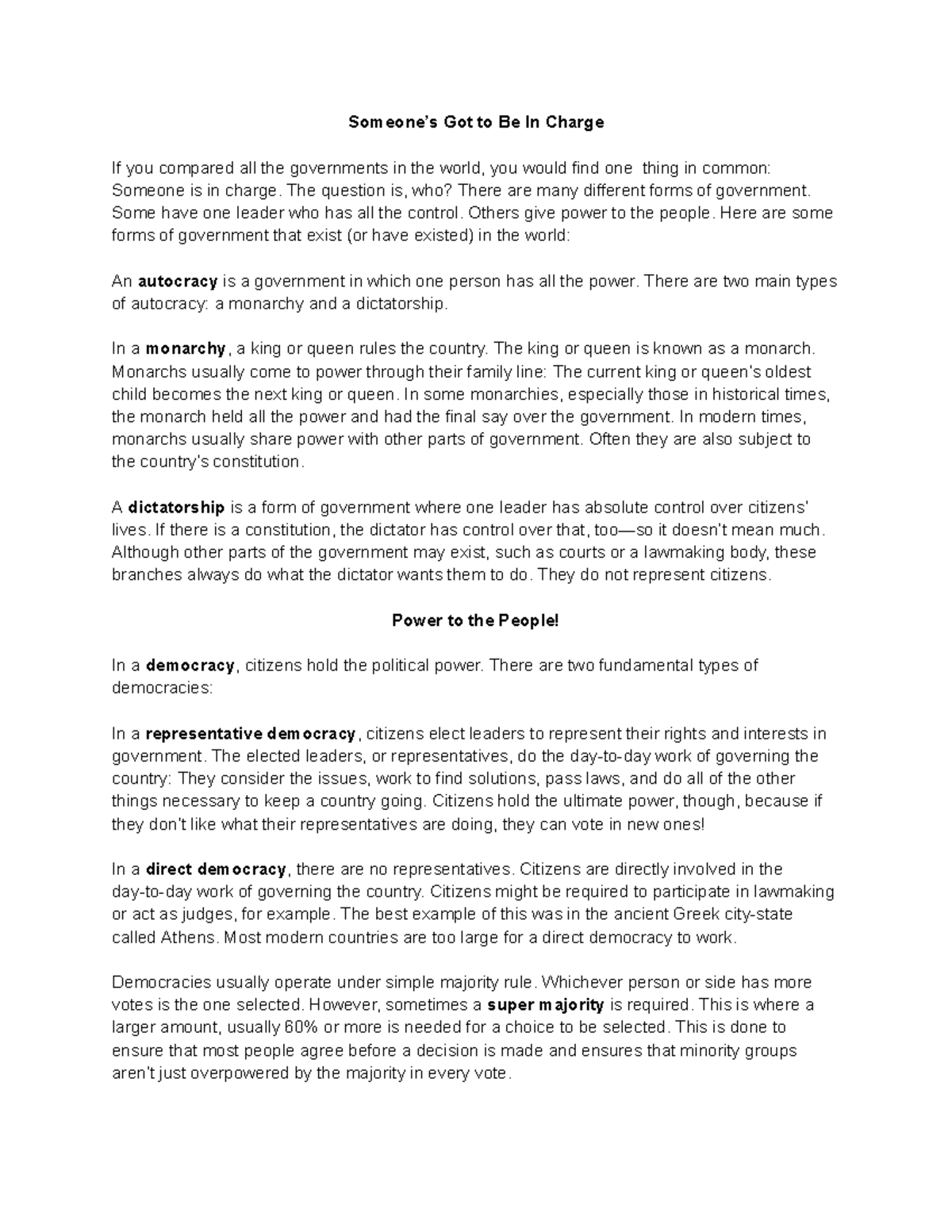 Different Types of Governments: An Overview of Power Structures - Studocu