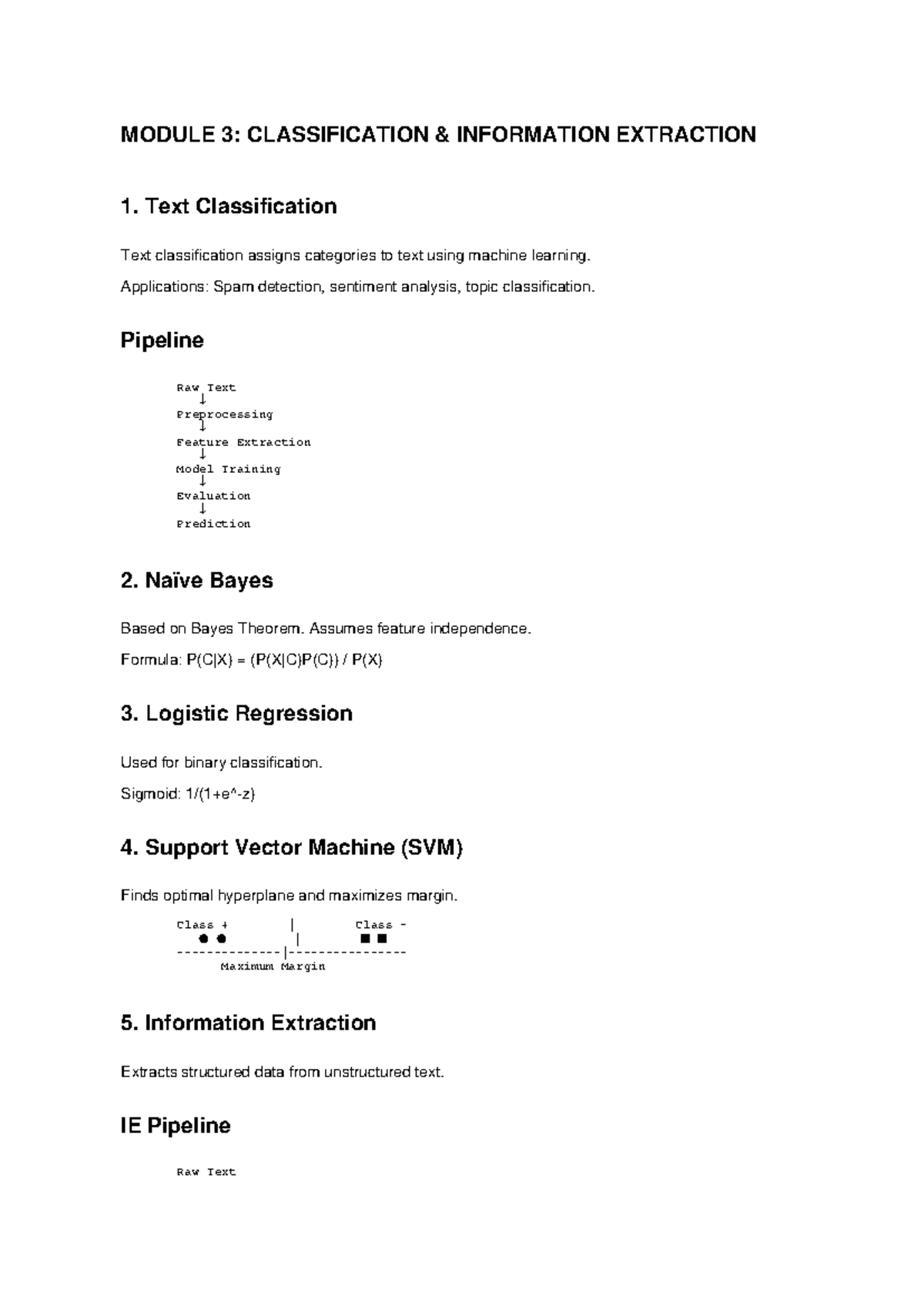 Module 3: Classification & Information Extraction Notes - Studocu