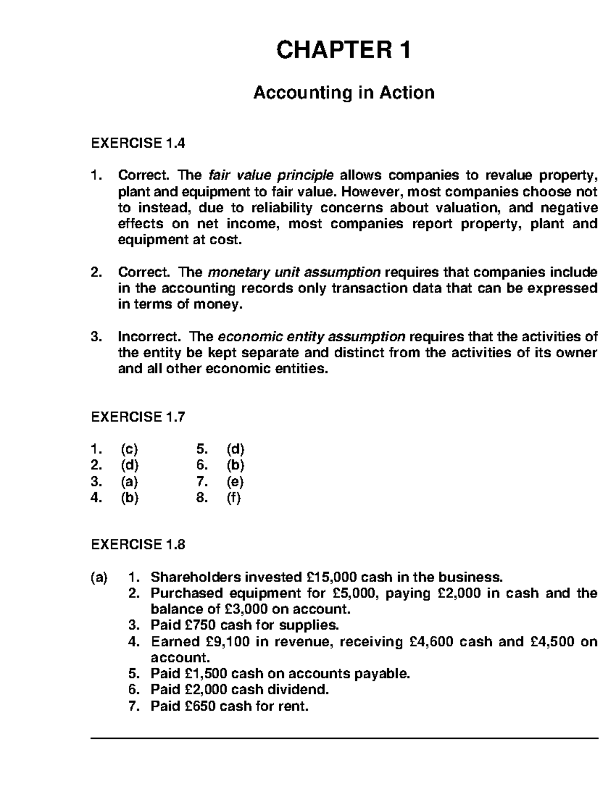 CH01 Accounting in Action: Homework Solutions and Exercises - Studocu