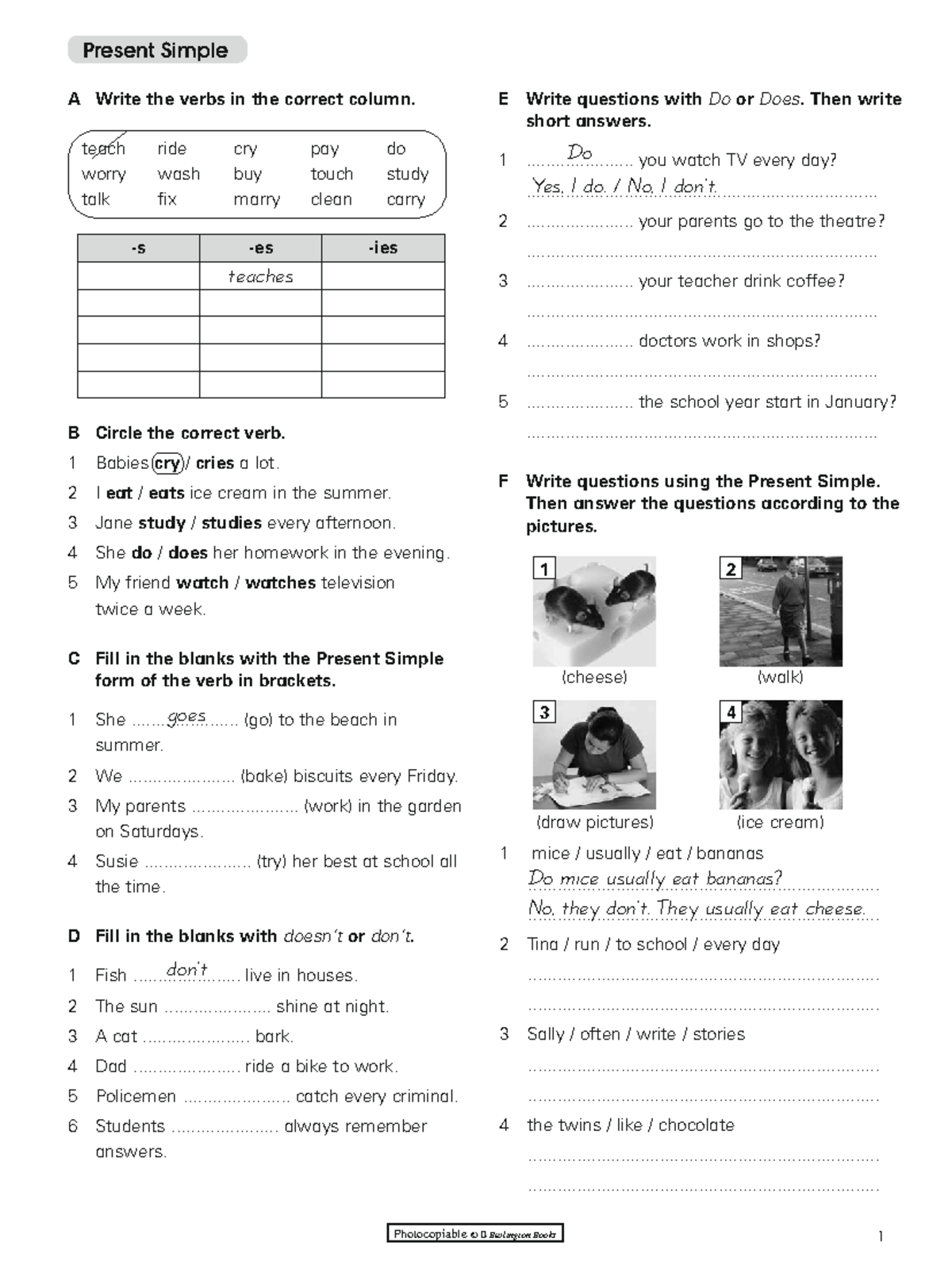 Grammar Present Simple 1 (18853) - Exercises and Questions - Studocu