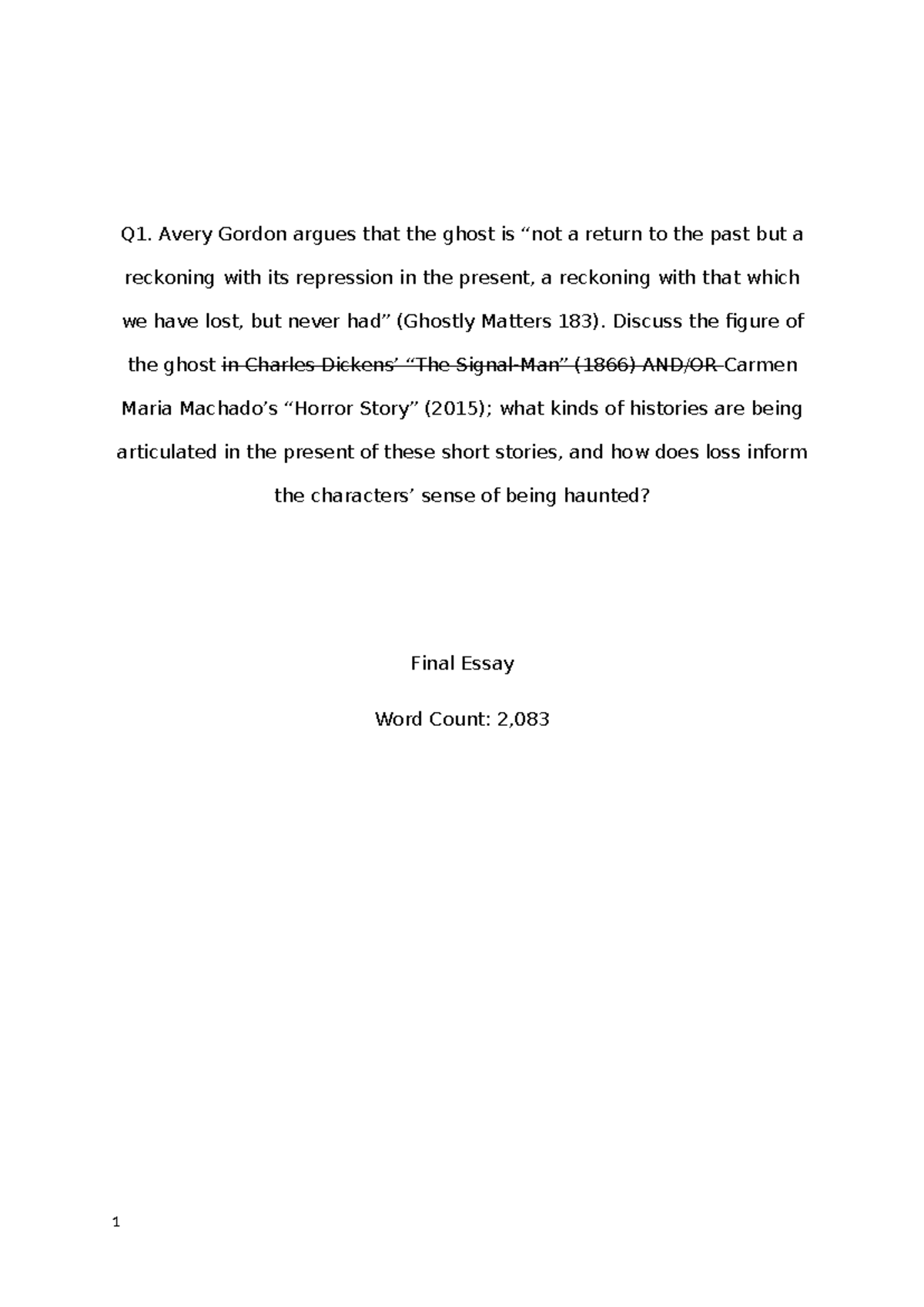 ENG 202: Final Essay on Haunting and Queer Trauma in Horror Story - Studocu