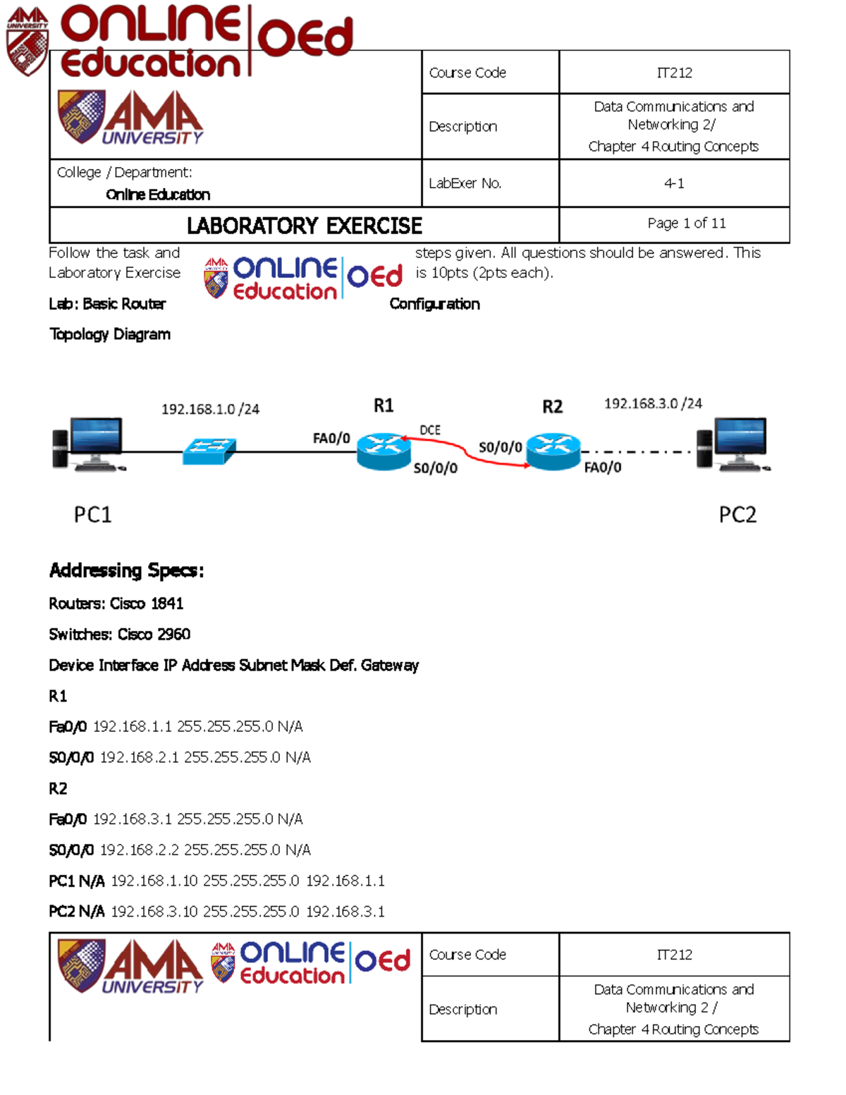 Week004-Lab3 - Lab Exercise 3 - Course Code IT Description Data ...