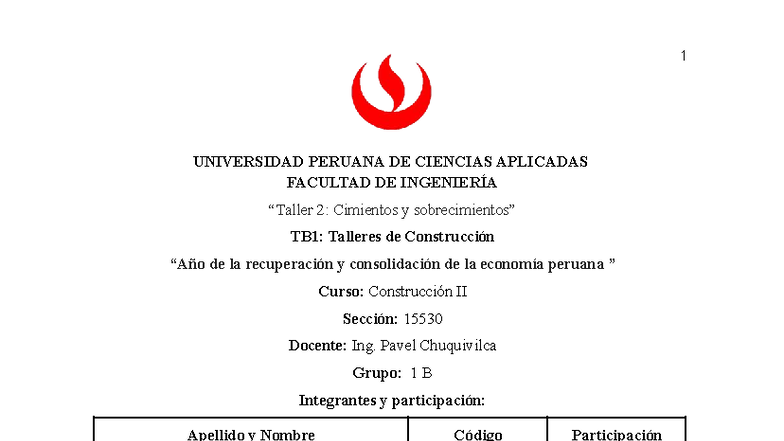 Informe Taller 2 - Construcción II: Cimientos y Proceso Constructivo ...