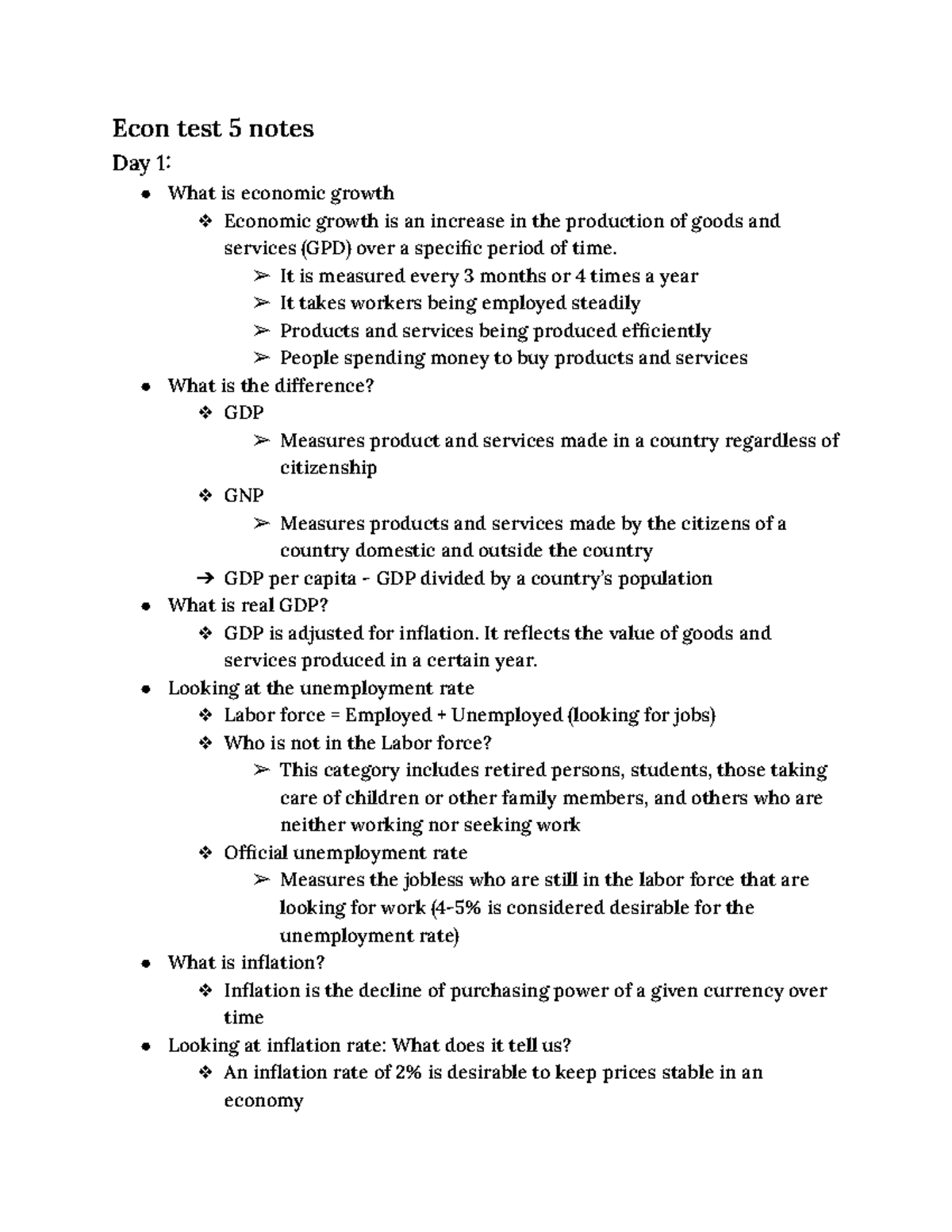 Econ test 5 notes - Study guide on unit 5 - Econ test 5 notes Day 1 ...