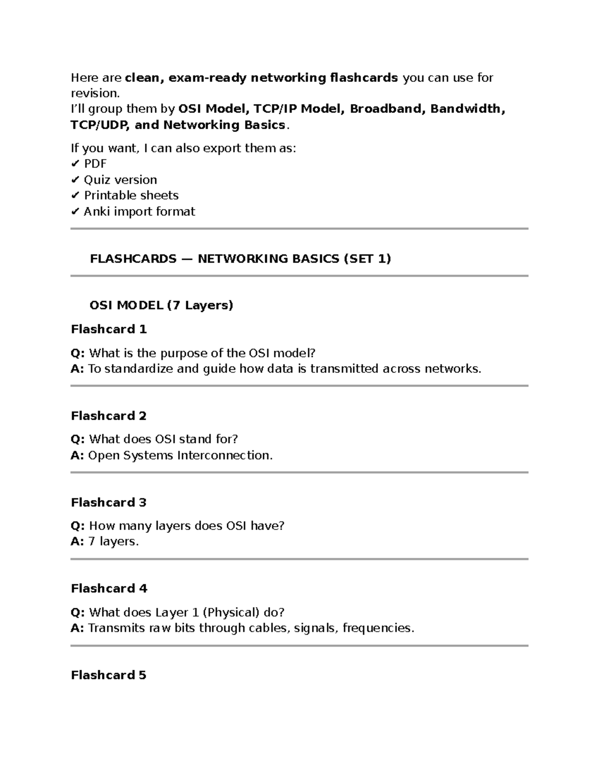 Networking Basics Flashcards: OSI Model & Key Concepts (Set 1) - Studocu