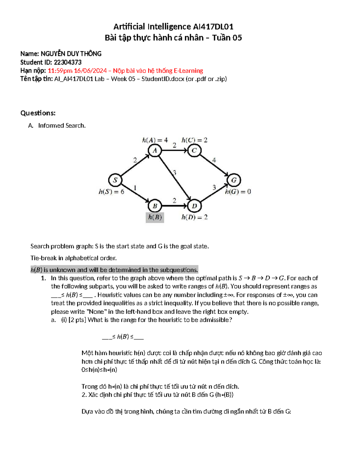AI417DL01 Lab Report: Informed Search & Heuristic Analysis - Week 05 ...