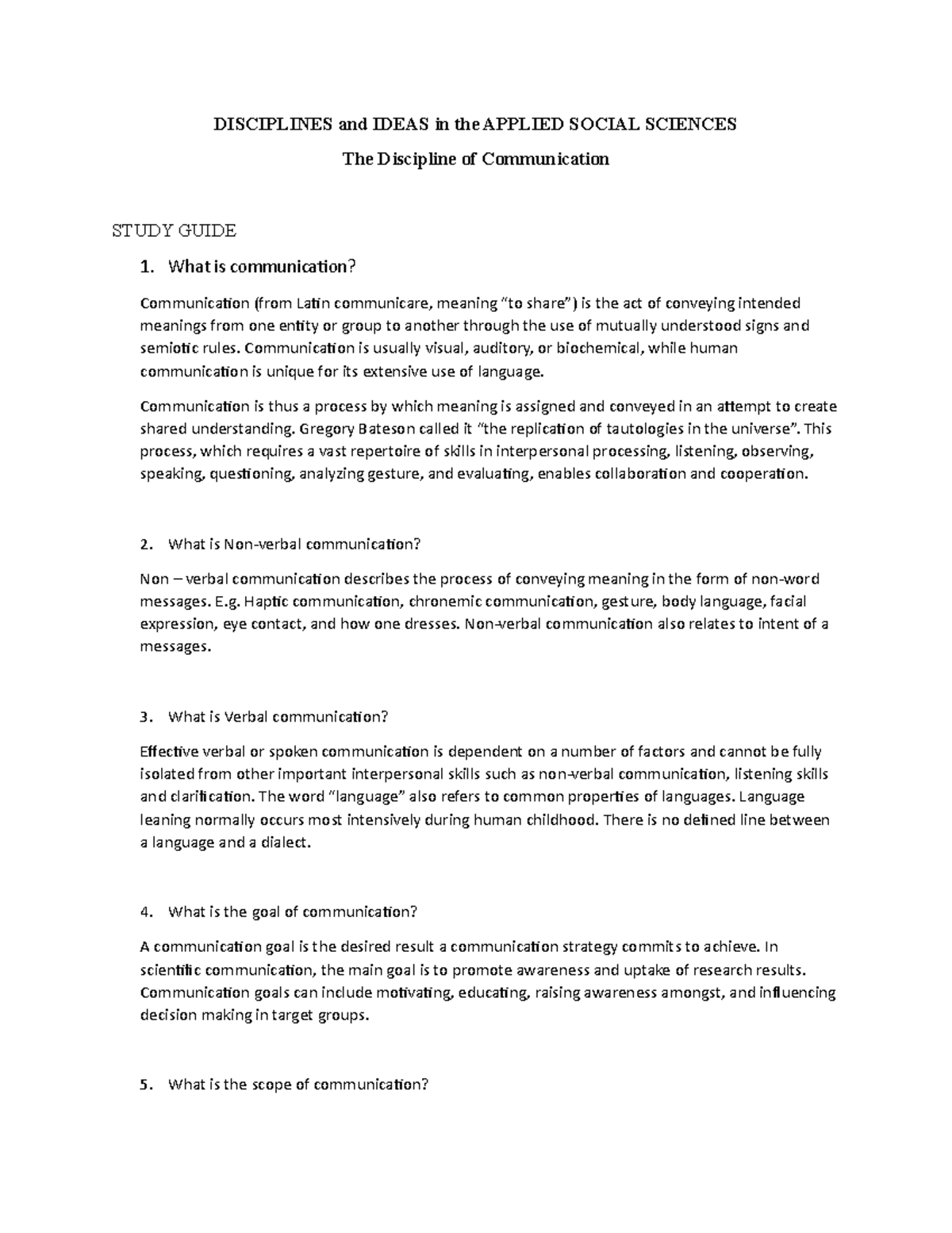 Diass COM 101 Study Guide: An Exploration of Communication Principles ...