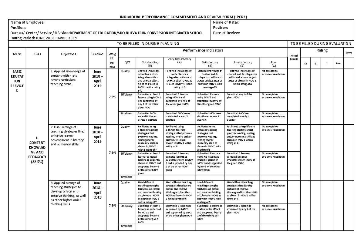 IPPD Form 1 - Sample IPPD for teachers - IPPD Form 1 – TEACHER’S ...