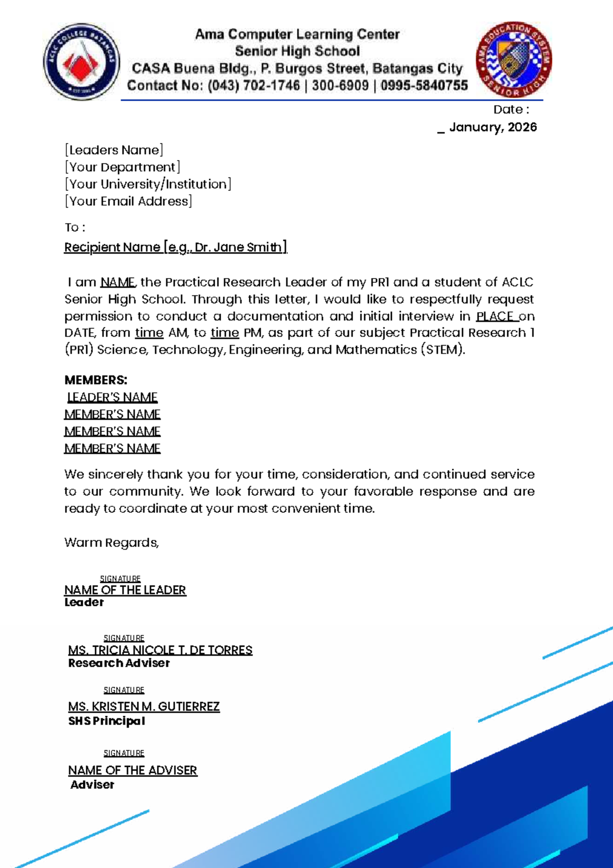 Research Letter for PR1: Request for Documentation & Interview - Studocu
