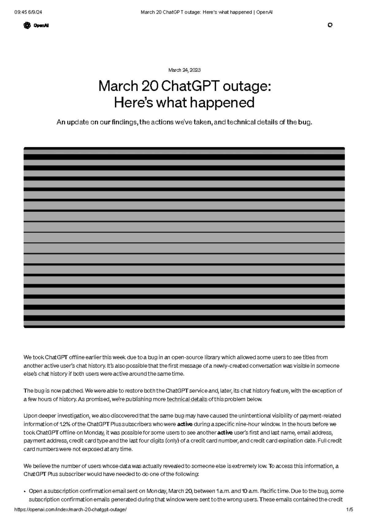 March 20 Chat GPT outage Here’s what happened Open AI - We took ChatGPT ...