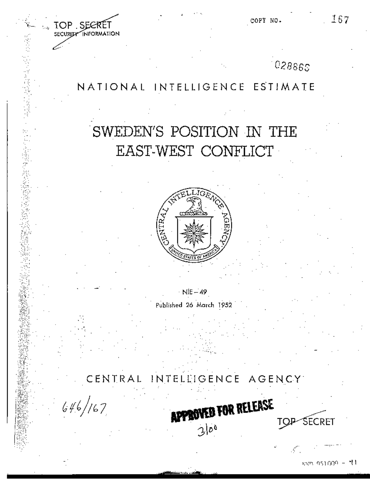 NIE 028863: Strategic Assessment of Sweden's Position in the Cold War ...