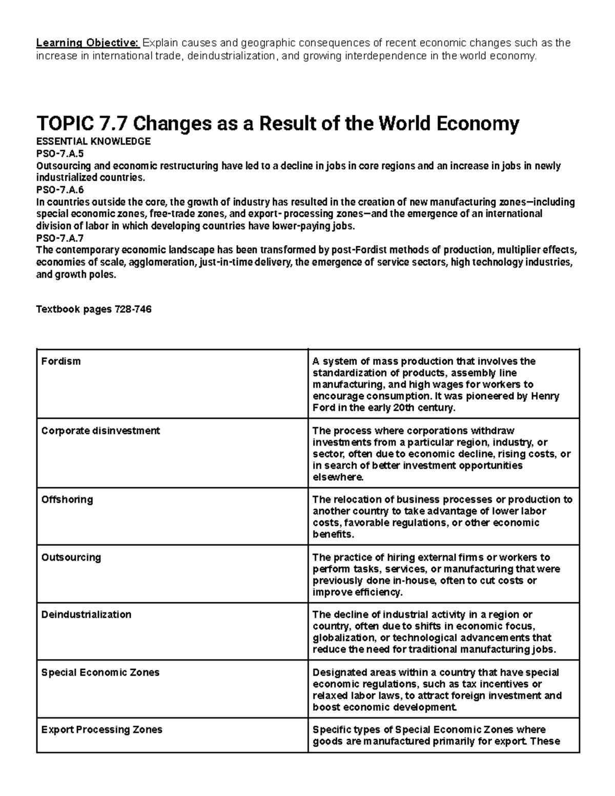 AP Human Geography: Changes in World Economy & Sustainable Development ...