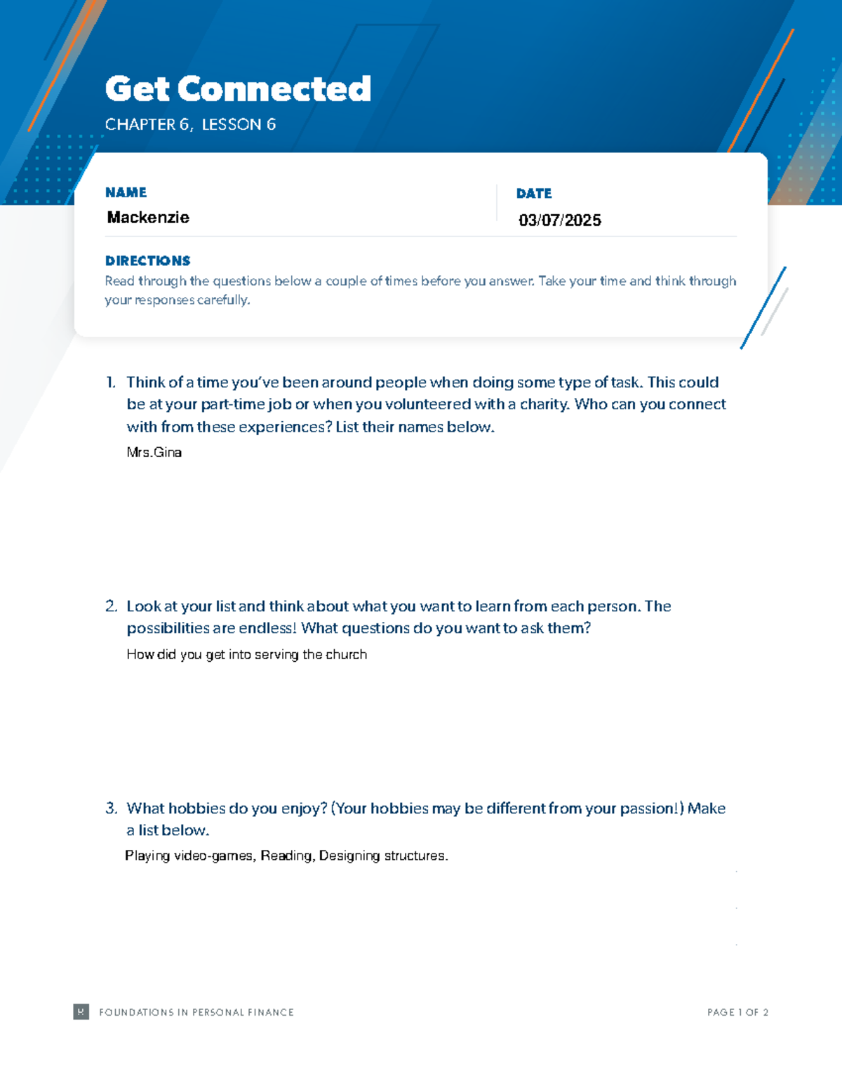 Personal Finance CH6 L6 - Ramsey Classroom Assignment - Studocu
