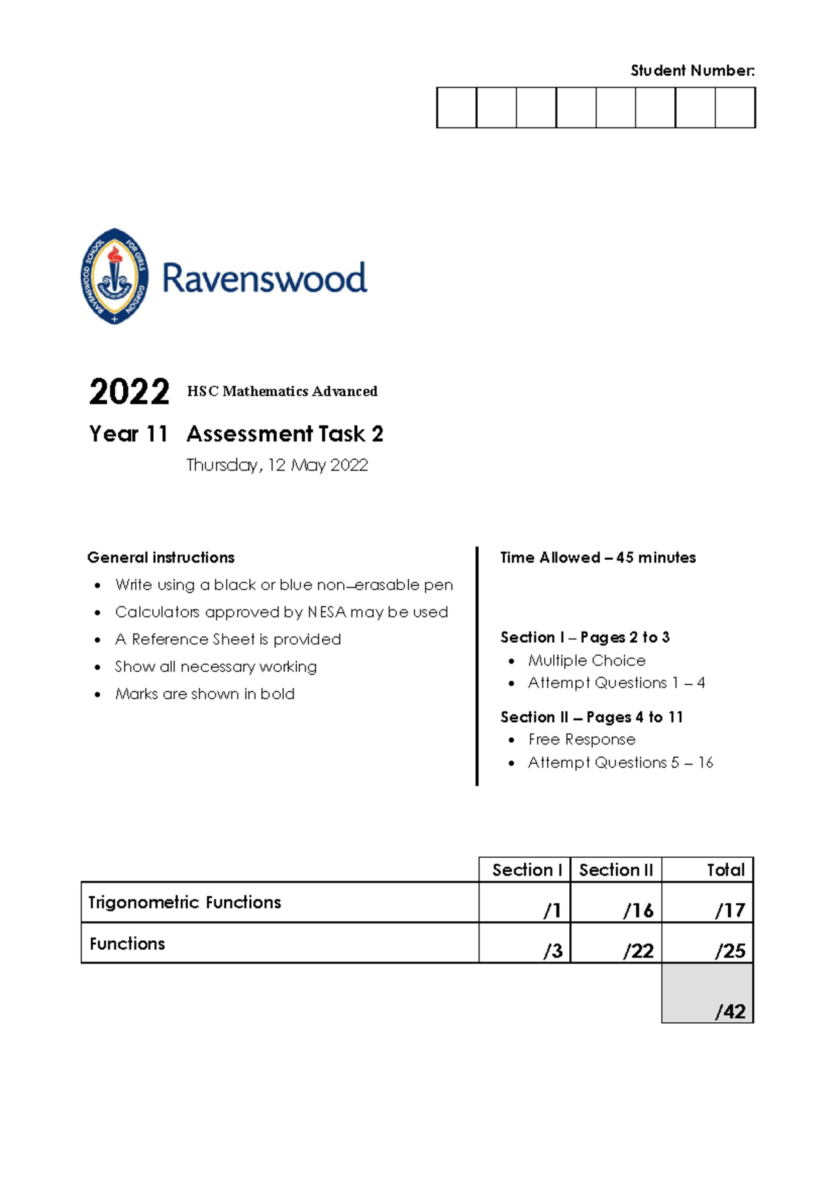 2022 11MA AT2 Paper - Advanced Mathematics Assessment Task 2 - Studocu