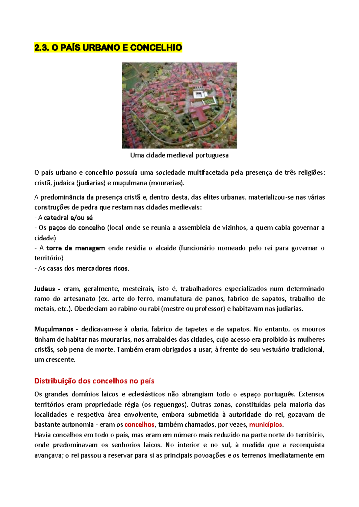 História A-Manual 10º - País Urbano e a Sociedade Concelhia - Studocu