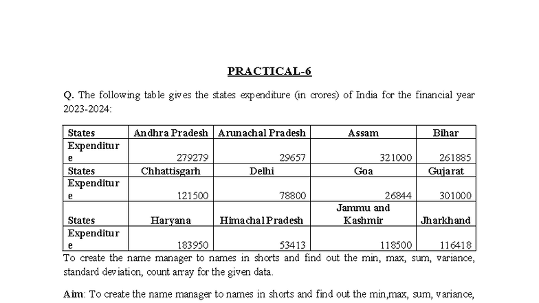 P6 - Sec Practical: Analyzing State Expenditure Data in India - Studocu