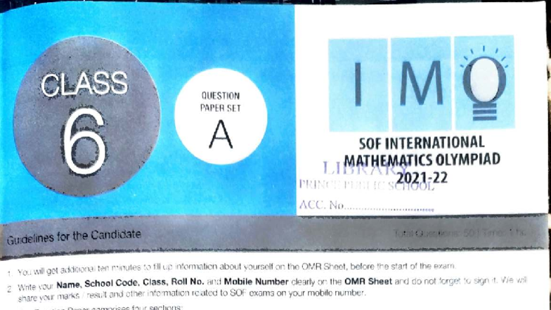 SOF I IMO I Class 6 Question Paper Set A - Guidelines and Analysis ...