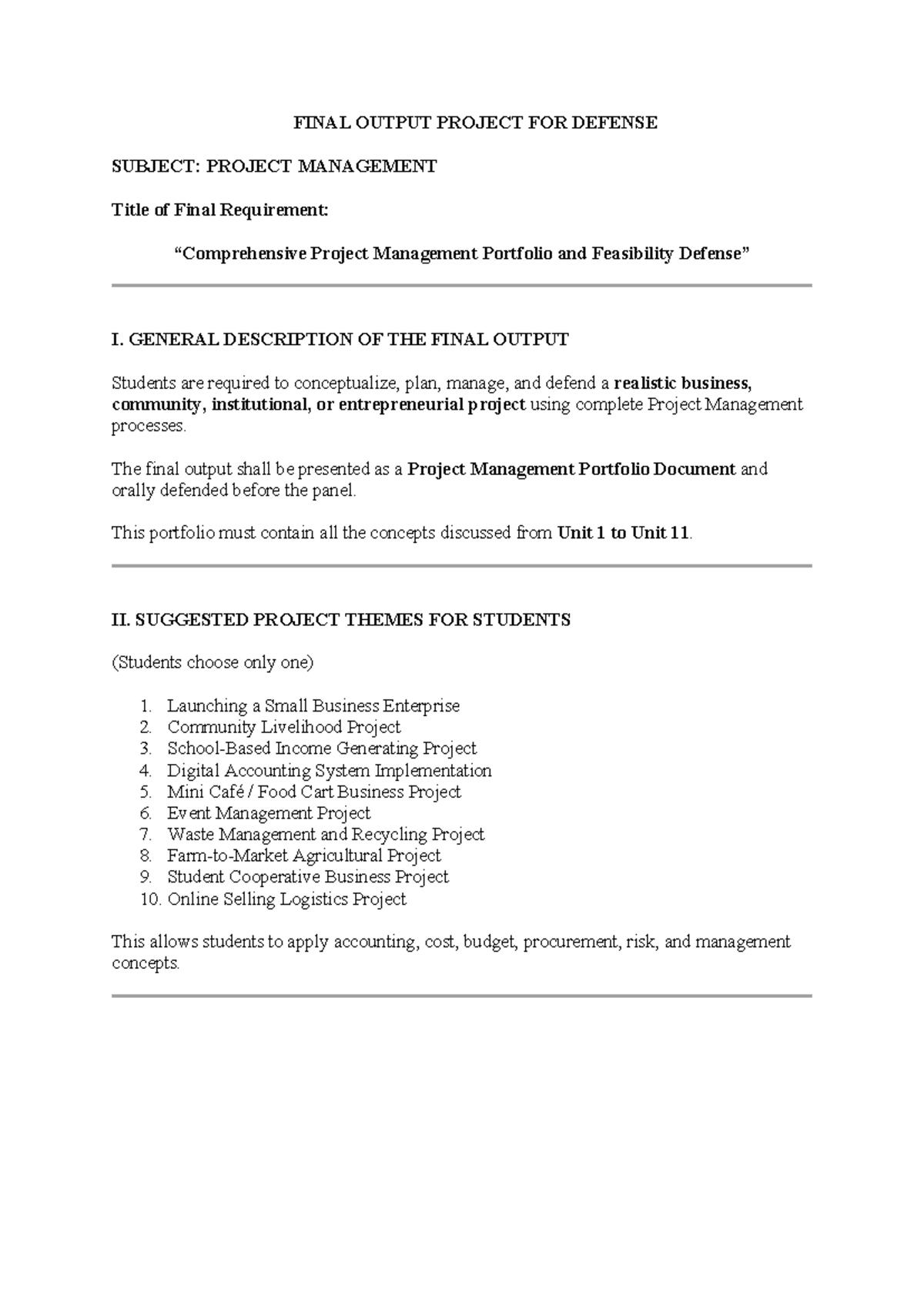 FINAL OUTPUT PROJECT MANAGEMENT PORTFOLIO FOR DEFENSE (MAY 2026) - Studocu