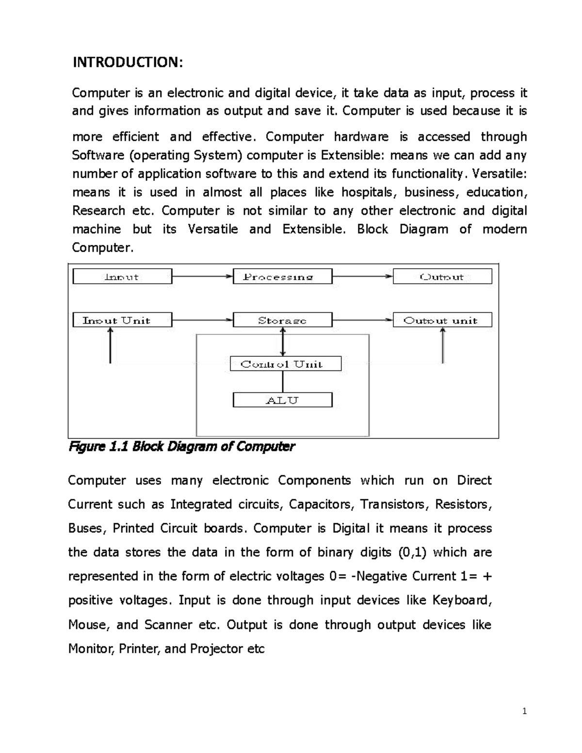 Computer Workshop Practice CTE 222 - INTRODUCTION: Computer is an electronic and digital device ...