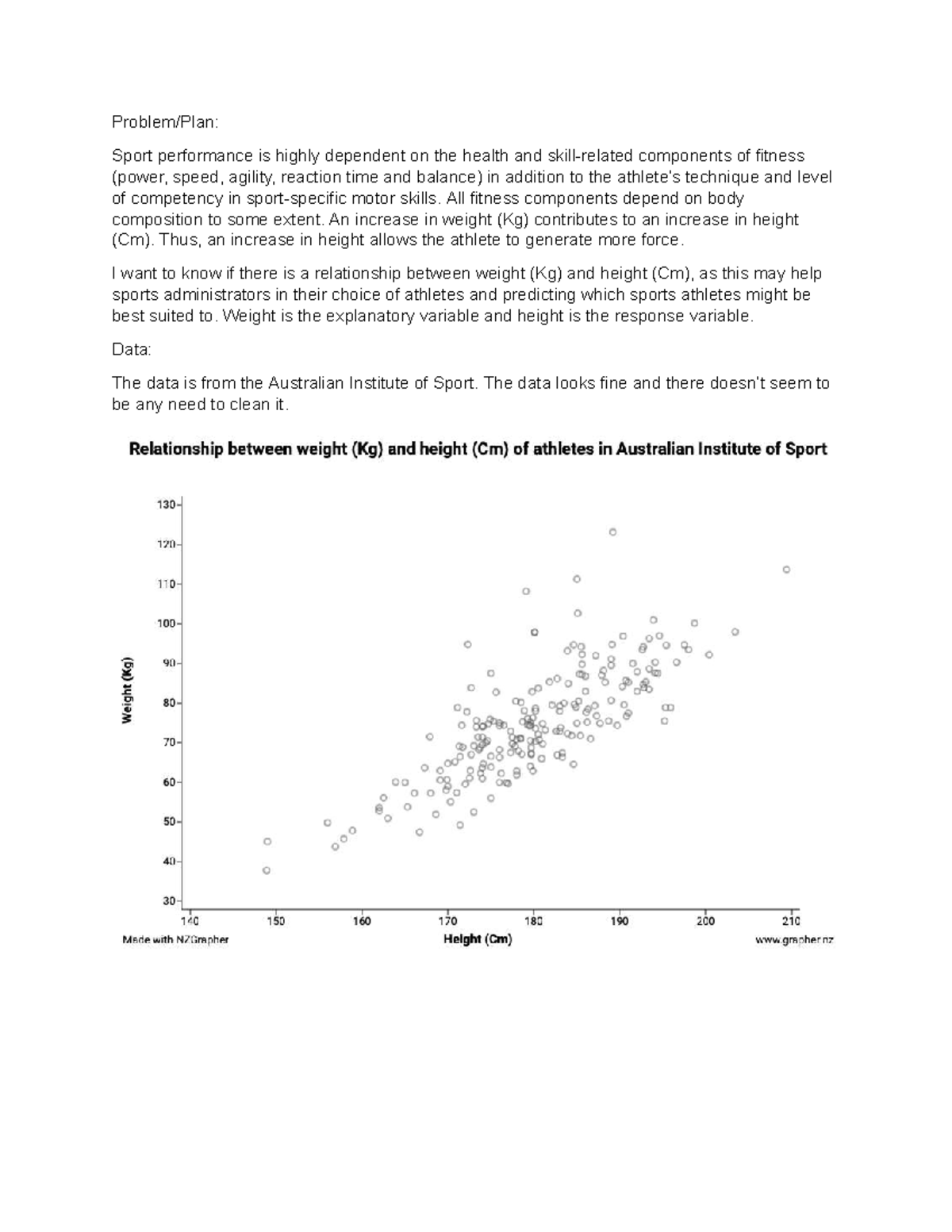 Bivariate Data Assessment 1: Weight and Height in Sports Performance ...