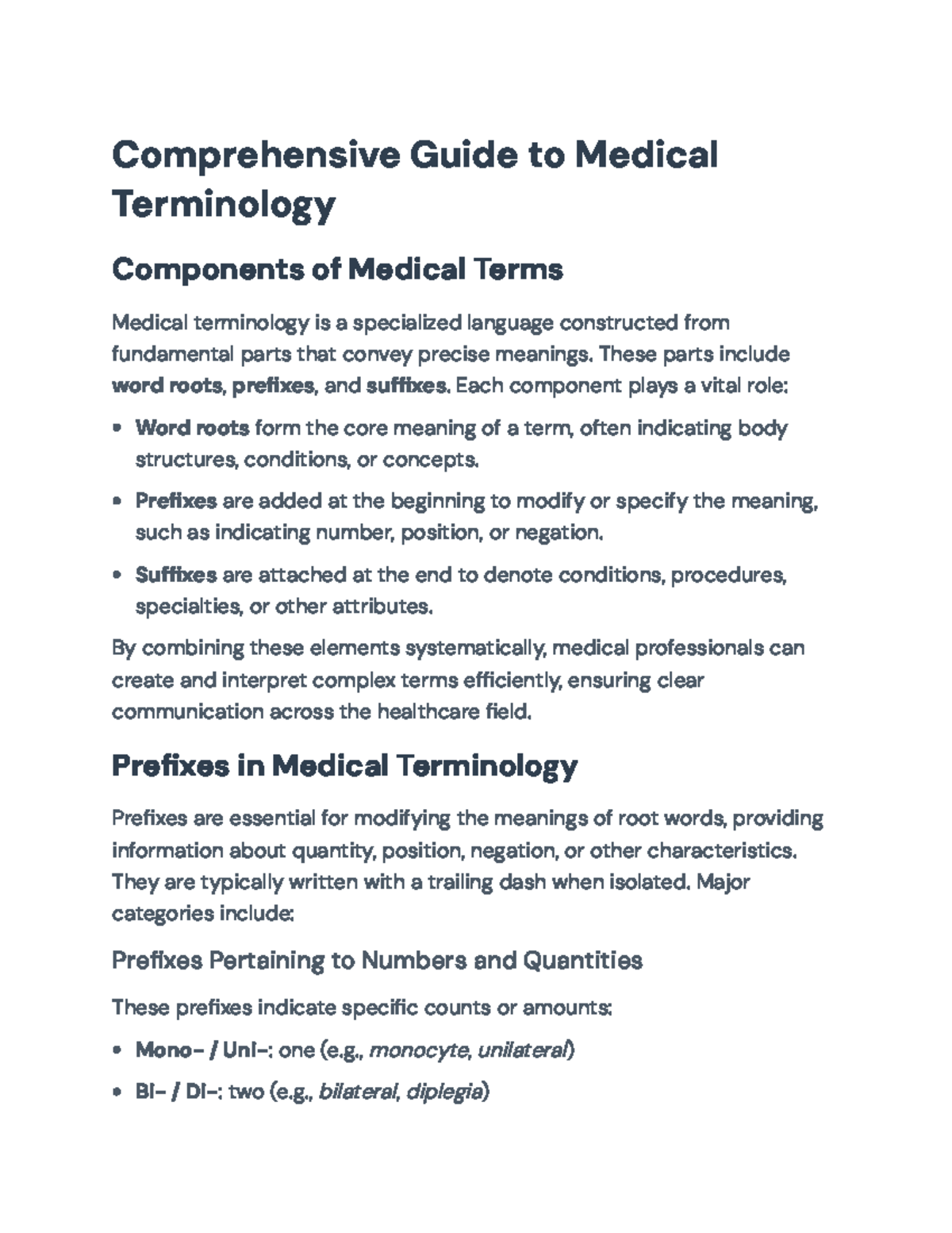 Comprehensive Guide to Medical Terminology: Key Components and ...