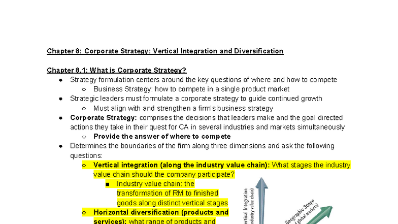 Chapter 8: Corporate Strategy - Vertical Integration & Diversification ...