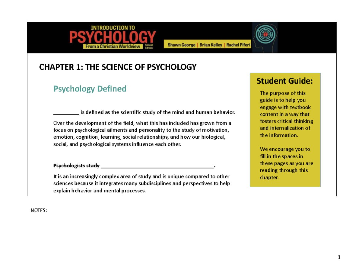 Study Guide: CHAPTER 1 - The Science of Psychology - Studocu