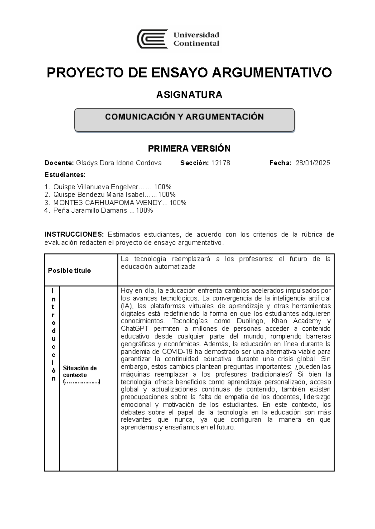 E1 Proyecto de Ensayo Argumentativo: La Tecnología y el Futuro ...