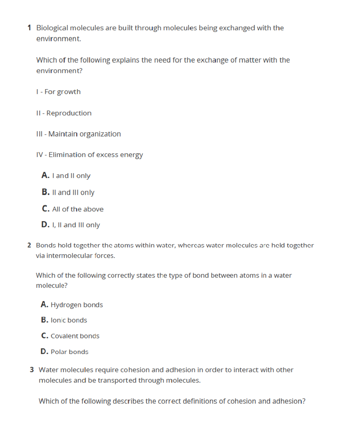 AP - WS1 - Understanding Biological Molecules and Their Functions - Studocu