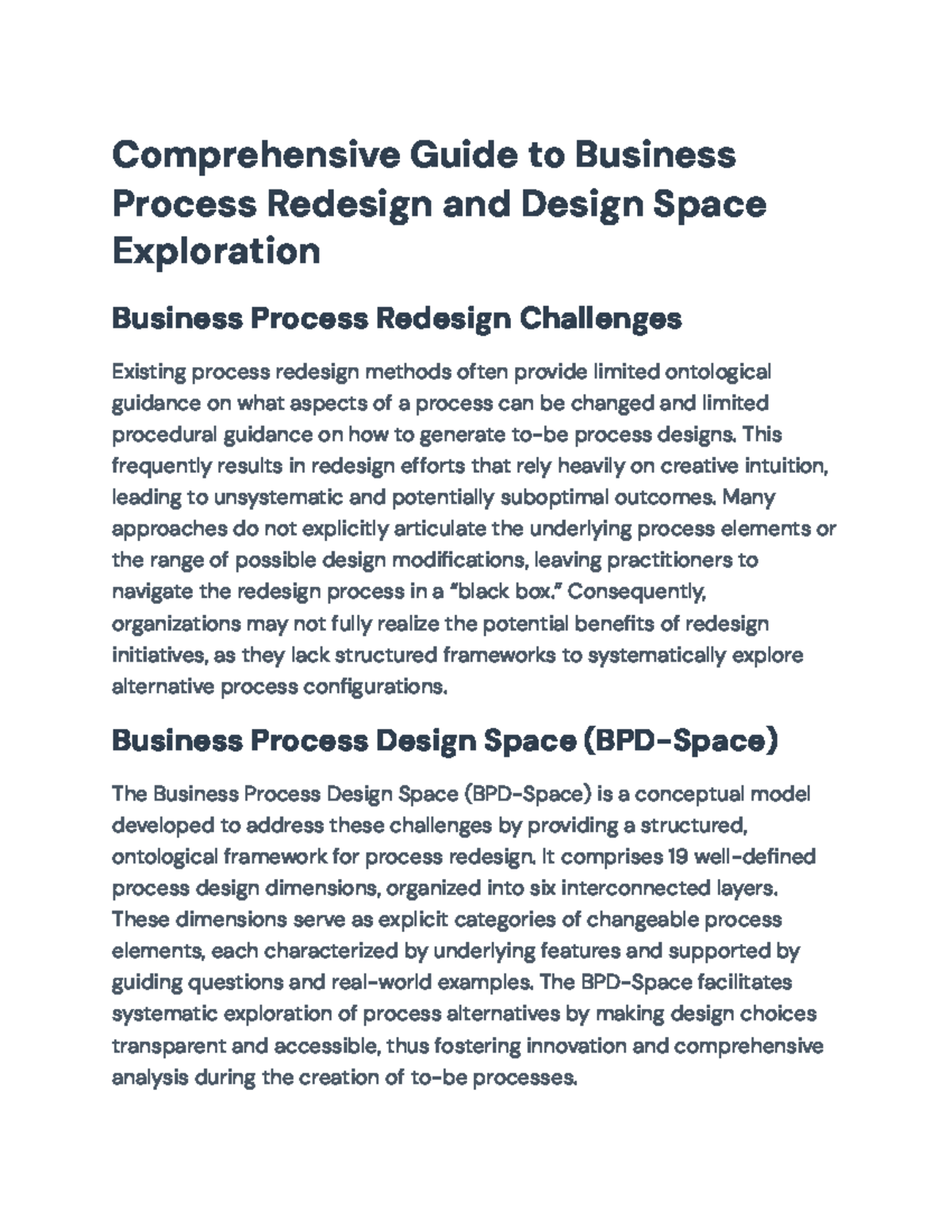Comprehensive Guide to BPD-Space: Business Process Redesign Insights ...