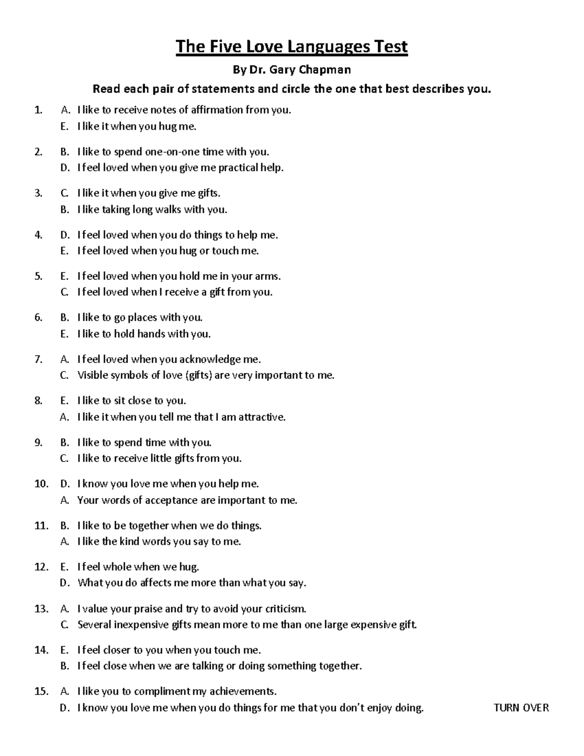 5 Love Languages Test: Understanding Your Affection Style - Studocu