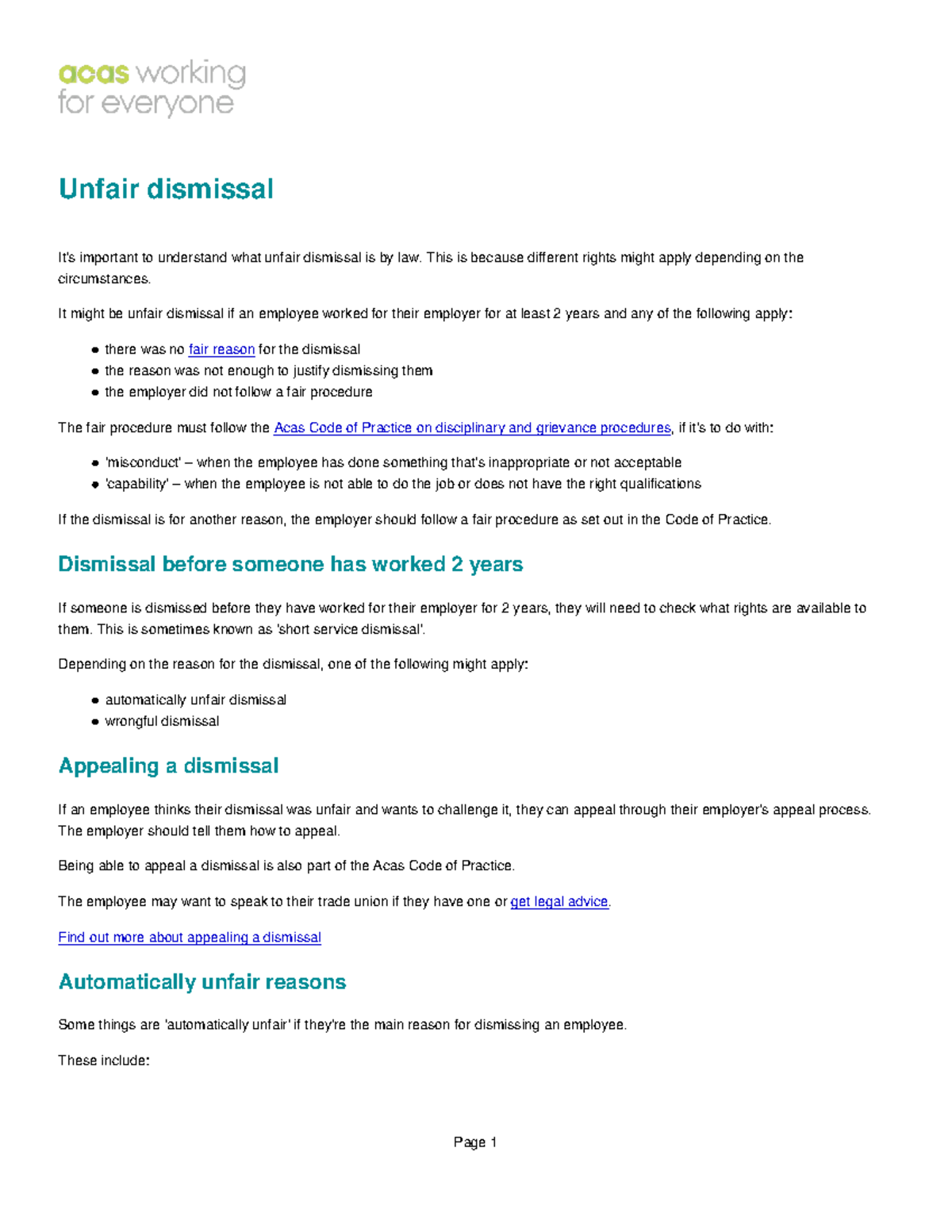 Understanding Unfair Dismissal: Key Rights and Procedures (LAW 123 ...