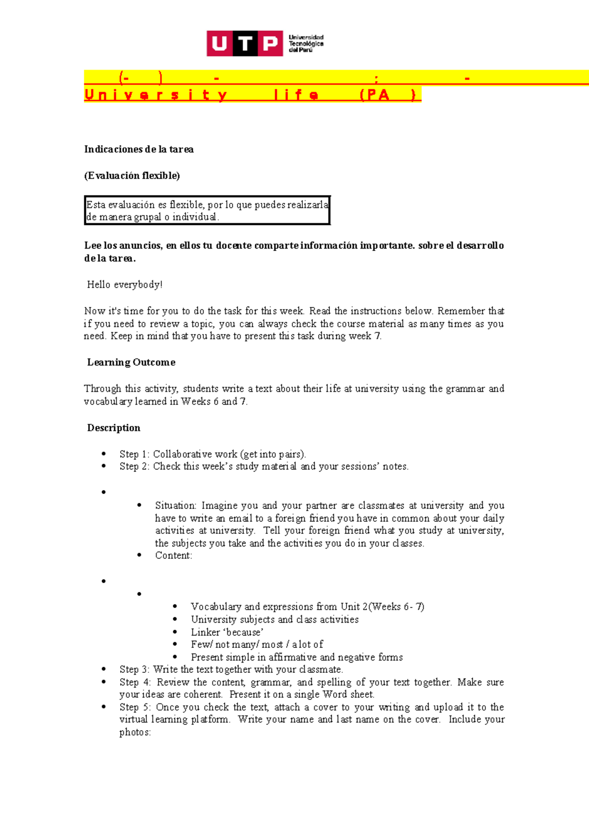 🔴 (AC-S07) Week 07 - Task Assignment: University Life (PA3) - Studocu