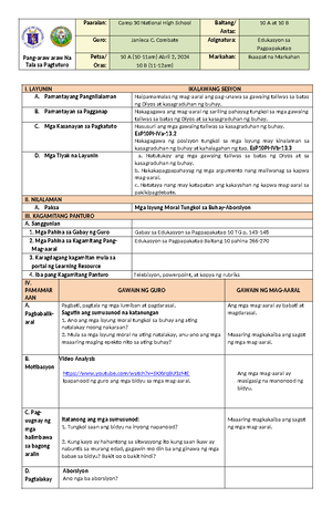 ESP-CG - legend - Republika ng Pilipinas Kagawaran ng Edukasyon DepEd ...