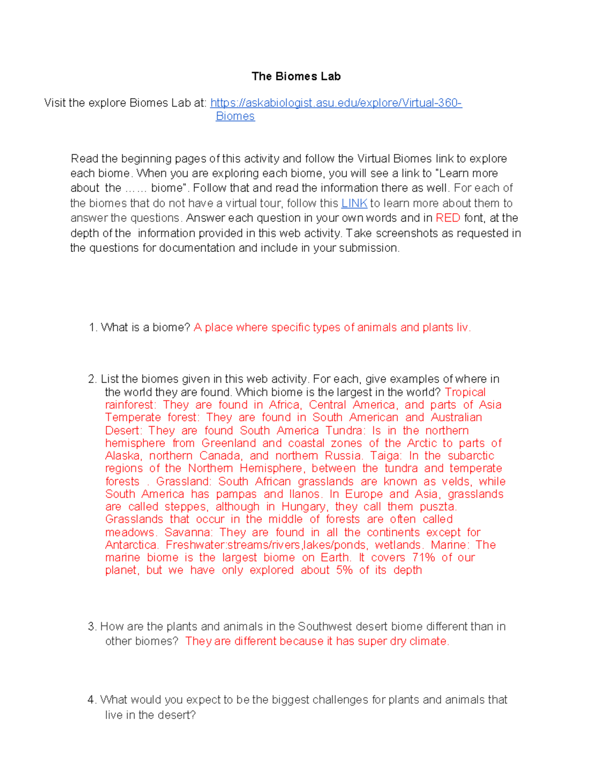 The Biomes Lab a - The Biomes Lab Visit the explore Biomes Lab at: - Studocu
