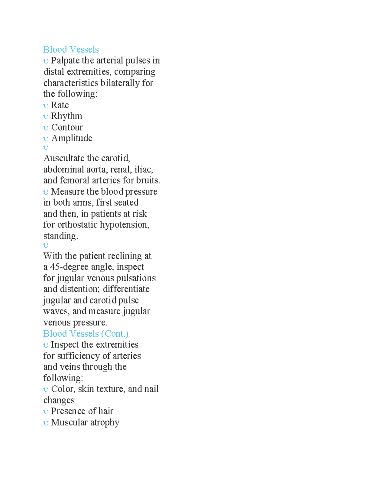 Blood Vessels 6612 - Exam 3 Study Guide on Arterial and Venous ...