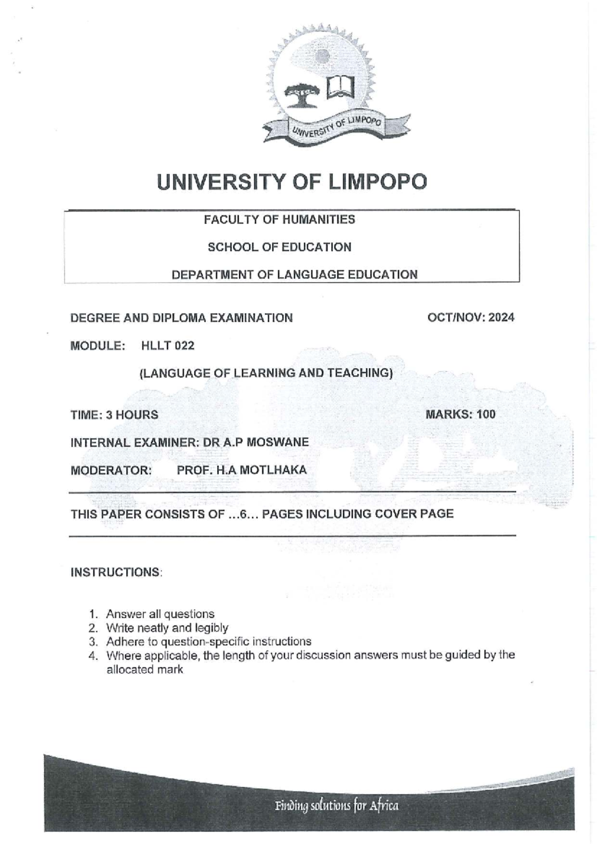 HLLT 022 Final Exam: Language of Learning & Teaching 2024 - Studocu