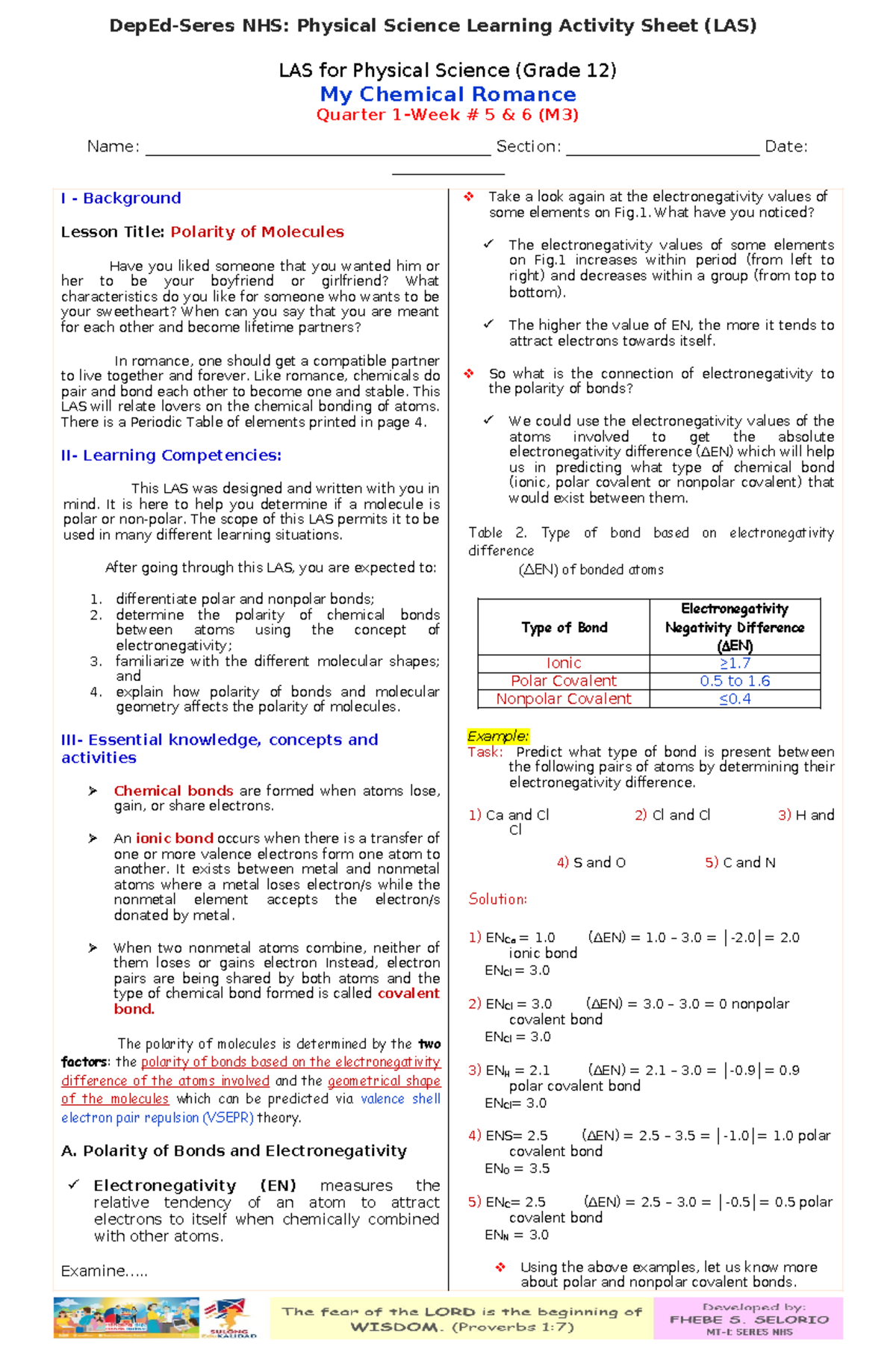 LAS Phy Sci W5&6 M3 - Activity Sheets for SHS Physical Science 11 ...
