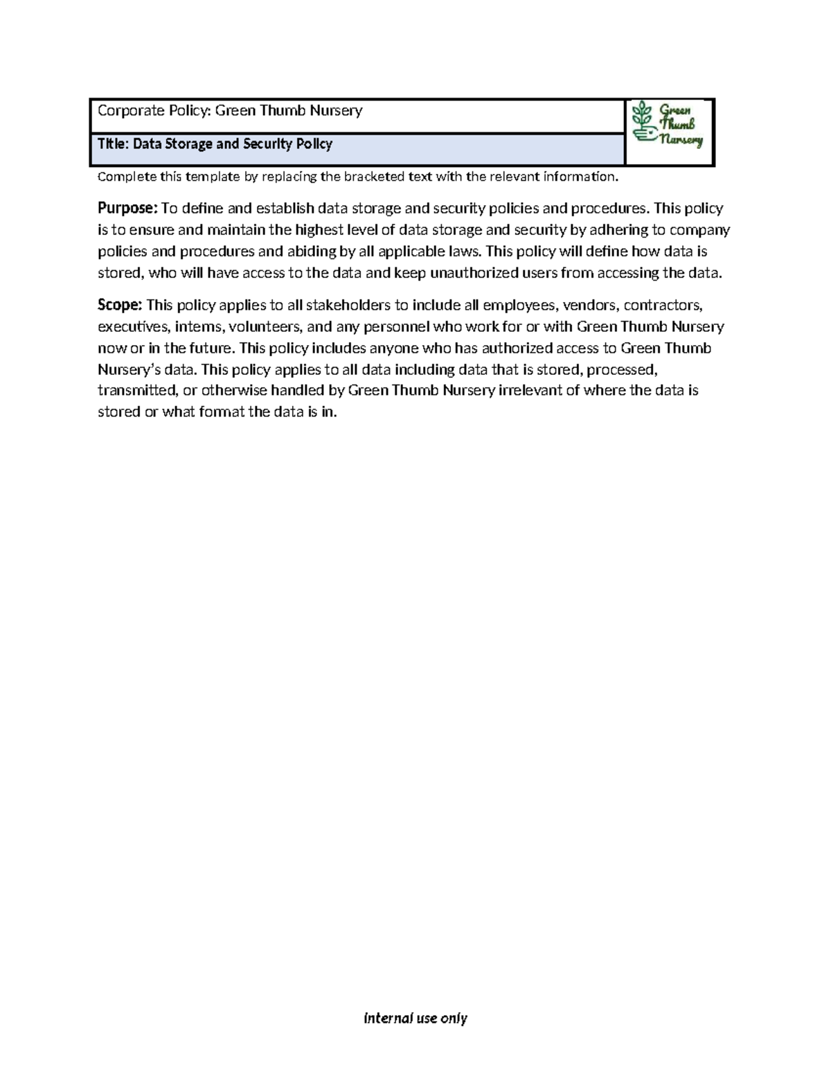 CYB 410 Project Two Milestone Two: Data Storage & Security Policy - Studocu