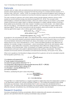 QCAA Chemistry IA3 20/20 Biofuels Claim - Claim Biofuels are the ...