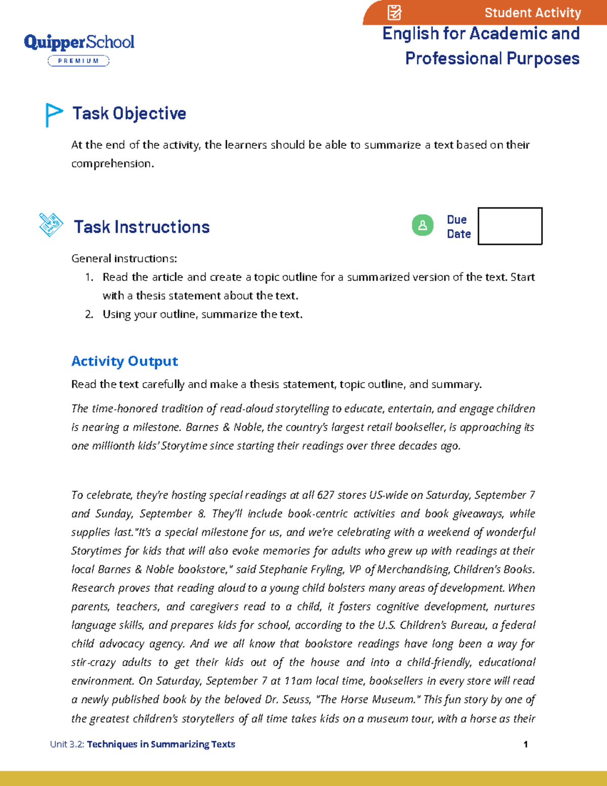 Lesson 5: Activity Techniques for Summarizing Text Effectively - Studocu