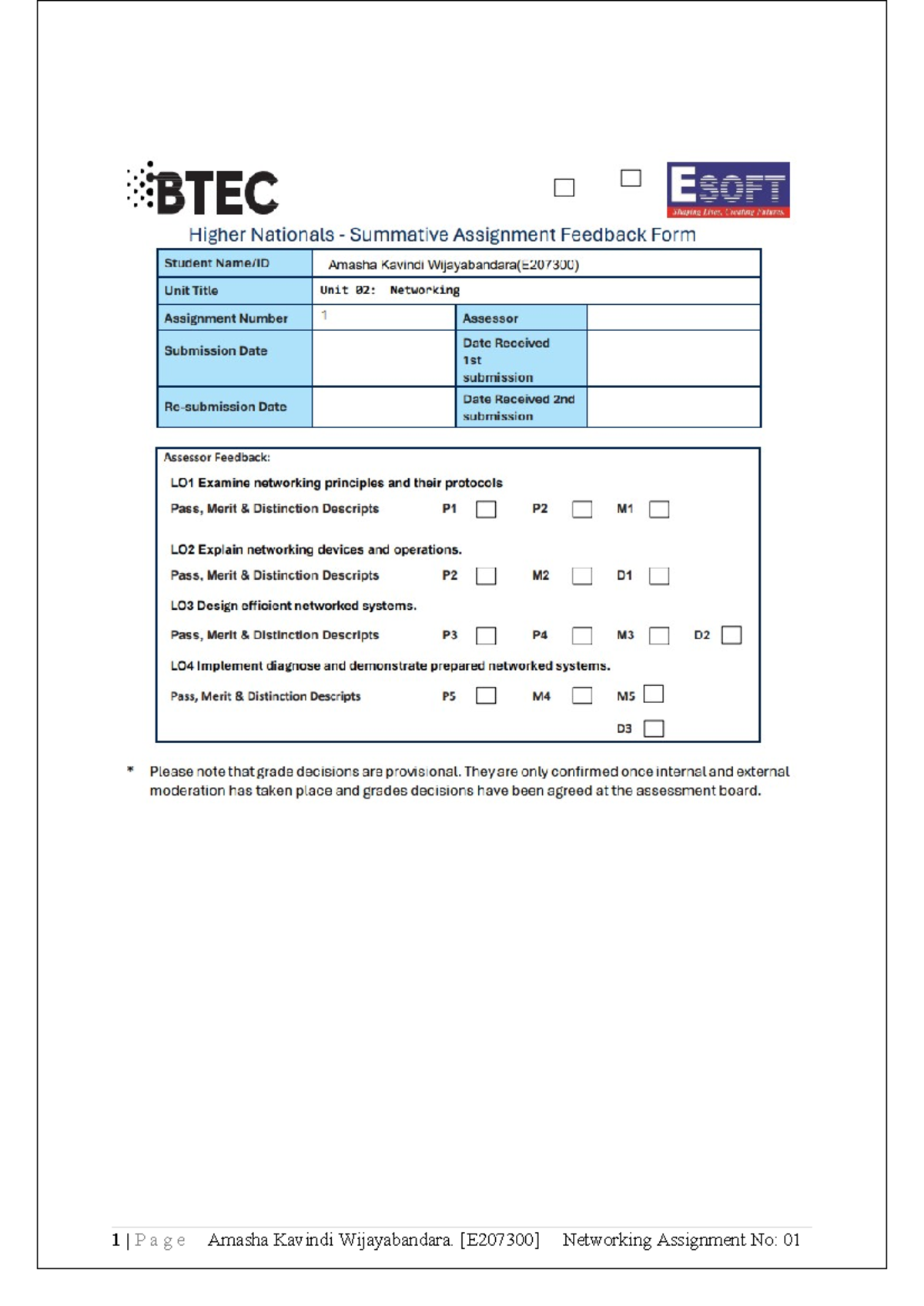 Networking Assignment No: 01 Answers - Pearson HNC in Computing - Studocu